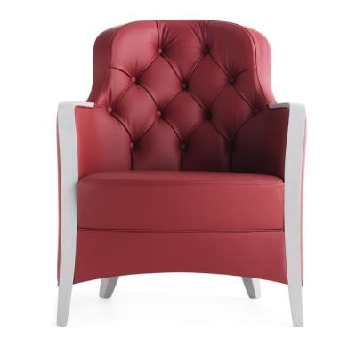 China Red Comfy Lounge Chairs For Bedroom , Genuine Leather Modern Accent Chairs for sale