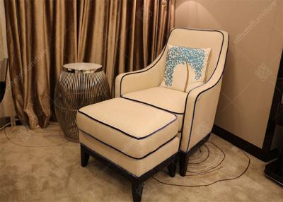 China Luxury Customized Hotel Lounge Chairs High Back Wooden Frame Grey High Density Foam for sale