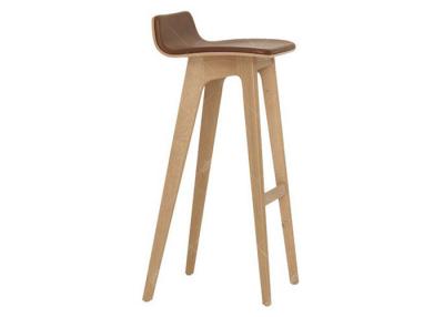 China Light Brown Commercial Bar Furniture Solid Wood Frame Bar Stools Simple Style for sale