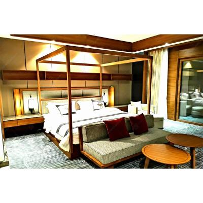 Cina Mobilia cinque stelle antica della camera da letto della località di soggiorno dell'hotel di legno solido con un letto di 4 manifesti in vendita