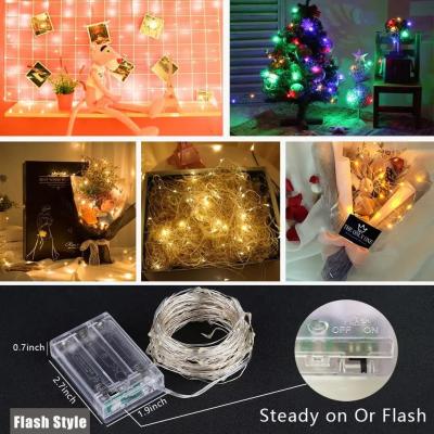 Cina Luci scintillanti a filo d'argento impermeabili alimentate a batteria con telecomando per l'arredamento del patio esterno in vendita