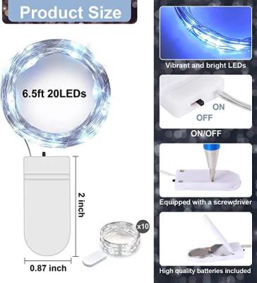 China LED Fairy Lights 20 LED's op batterijen werkende waterdichte mini-lichtslingers voor bruiloft Halloween Te koop