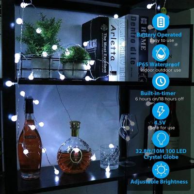 Cina Impermeabile dell'interno delle luci a pile all'aperto della corda 100LED con i modi di illuminazione a distanza del temporizzatore 8 per la decorazione del giardino in vendita
