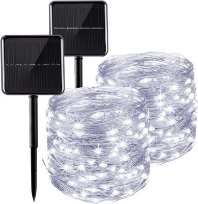 China Cool White Outdoor Solar String Lights 130LED Copper Wire Outside Solar Fairy Lights for sale