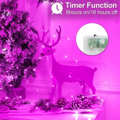 China Indoor Battery Operated Pink Christmas Fairy Lights With Timer Copper Wire Starry Lights Te koop