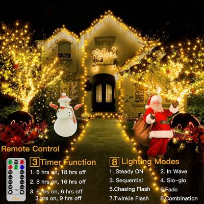 Cina Il Natale accende modi impermeabili lunghi eccellenti delle luci all'aperto della corda i 8 con la ripresa esterna del temporizzatore per la decorazione dell'iarda in vendita