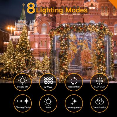 Cina Il Natale accende modi impermeabili lunghi eccellenti delle luci all'aperto della corda i 8 con la ripresa esterna del temporizzatore per la decorazione dell'iarda in vendita