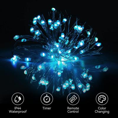 Cina Luci d'argento a pile cambianti della corda di RGB del filo di rame di colore con la ripresa esterna per la decorazione del partito dell'iarda in vendita