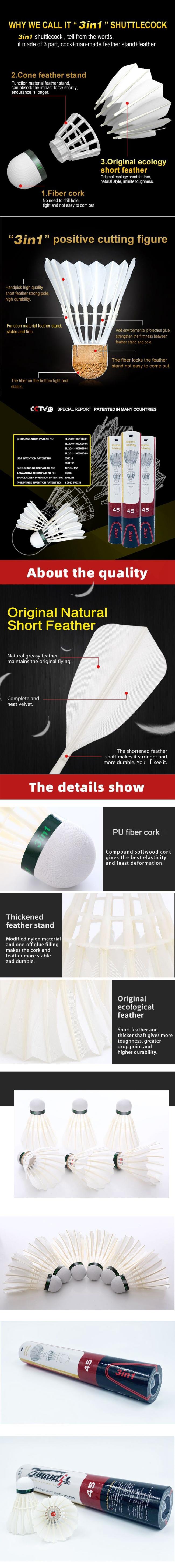 Goose Feather Badminton Shuttlecock 3in1 Shuttlecocks Original Factory