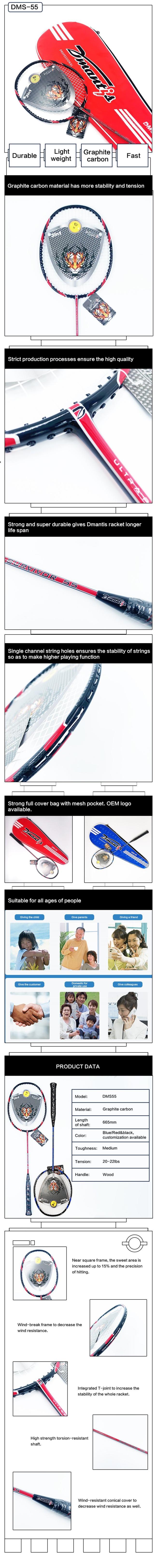 Economical Cheap Indoor & Outdoor Super Light Badminton Graphite Carbon Fiber Racket Customize Racket Badminton