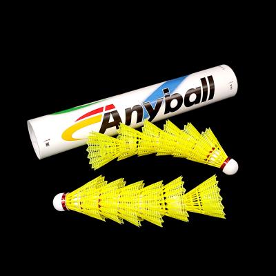 中国 12パック訓練のための黄色く白いPUのコルクのオリンピック バドミントンShuttlecock 販売のため