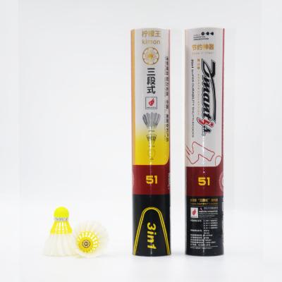 China 3 fluorescentes en 1 volante del bádminton de la pluma del ganso de la PU Cork Class A del amarillo del volante en venta