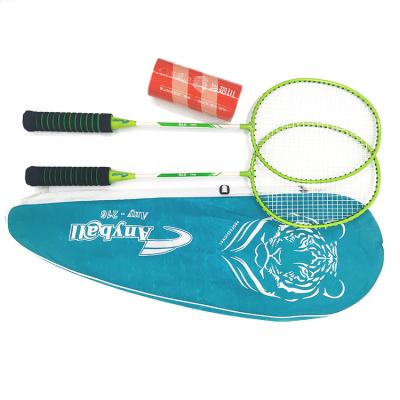 Cina Racchetta di volano portatile gialla verde messa con il volano di nylon della foglia 2 volani dei giocatori in vendita