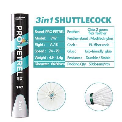 Cina Volano durevole di volano dell'unità di elaborazione Cork Goose Feather Shuttlecock 3in1 in vendita