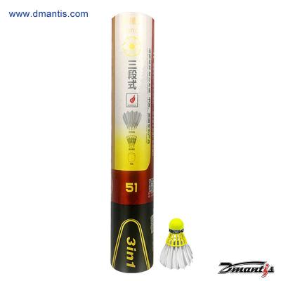 Cina Giallo fluorescente D51 3in1 12PCS in confezione Stabile e robusto ad alta velocità per l'addestramento Piuma di oca Badmi in vendita