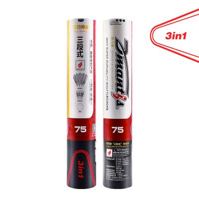 中国 Professional Usage Badminton Shuttlecock Dmantis D75 Model High Level 3in1 Shuttlecock Duck Feather 販売のため