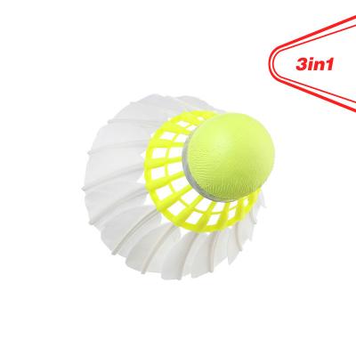 Cina Dmantis 51 Badminton Shuttlecock Goose Feather High Quality 3in1 Hybrid Type for Night Use in vendita