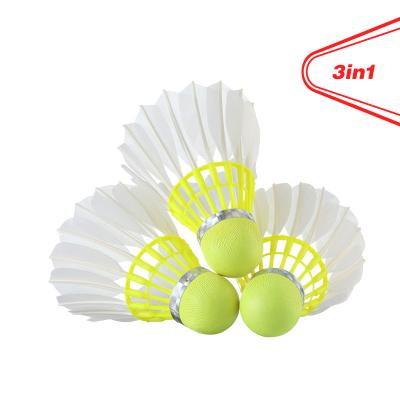 Cina Dmantis 51 Badminton Shuttlecock Goose Feather High Quality 3in1 Hybrid Type for Night Use in vendita