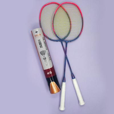 Cina Feather Carbon Fiber Badminton Racquet and Shuttlecocks Set Wholesale Racket Badminton with 3in1 Hybrid Badminton Shuttlecocks in vendita