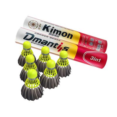 China Natuurlijke gansveer 3in1 Hybride Shuttlecock 12pcs/dozijn 5g licht gewicht voor precisievlucht Te koop