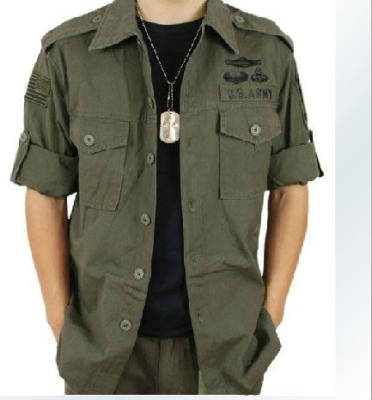 China Military Cotton Mens Cargo Shirt Breathable With Tactical Black / Green for sale