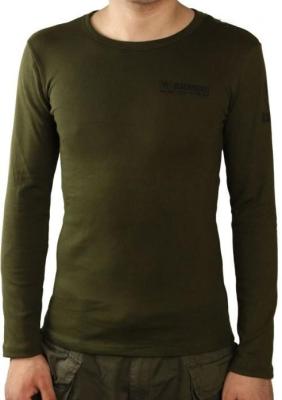 China Black Cotton Tight Mens Cargo Shirt Long Sleeve With Round Collar for sale