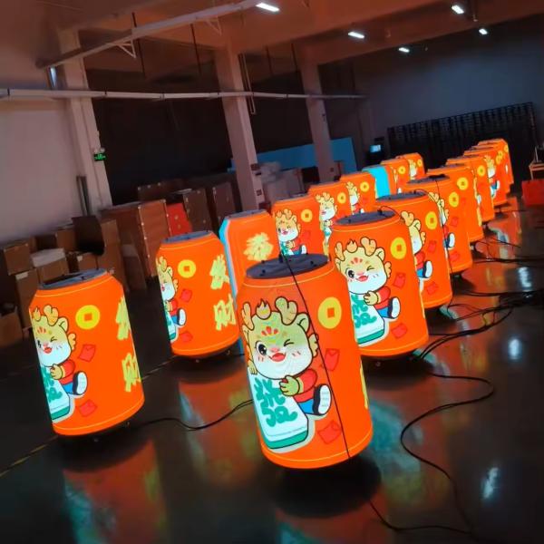 Écran LED en forme de bouteille de bière HD P2 Affichage vidéo Pop Canes Écran LED Écran flexible de bouteille de bière