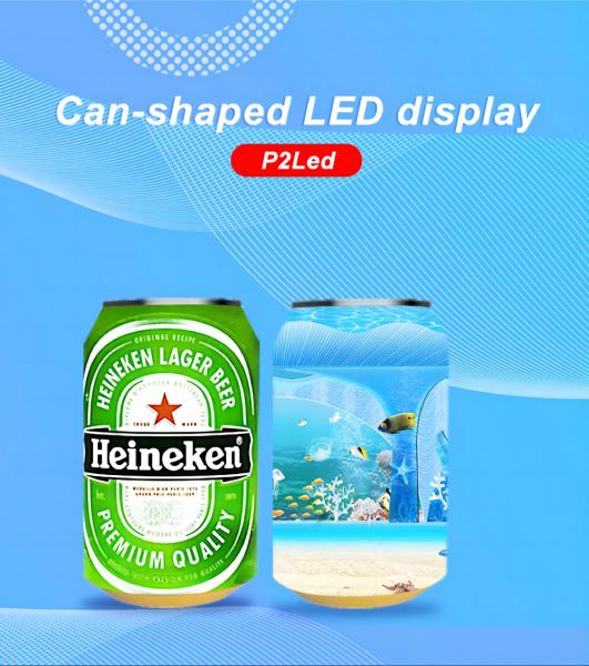 Écran LED en forme de bouteille de bière HD P2 Affichage vidéo Pop Canes Écran LED Écran flexible de bouteille de bière