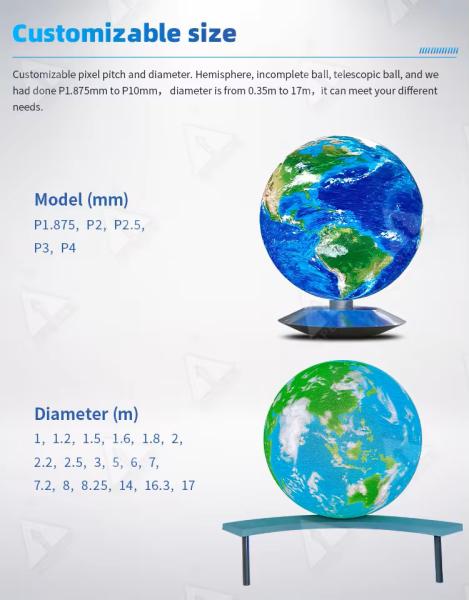 Flexible Dome Spherical Led Display Balls Bildschirm 1M 2M 2.5M 3M Für Museen