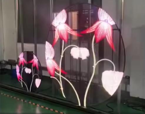 Quality P3.97-P7.81 Transparent Window Round Led Display Screen Flexible for sale