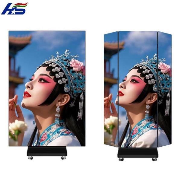 Quality Double Side Led dispaly 3 Foldable Poster LED Display Standing Advertising for sale
