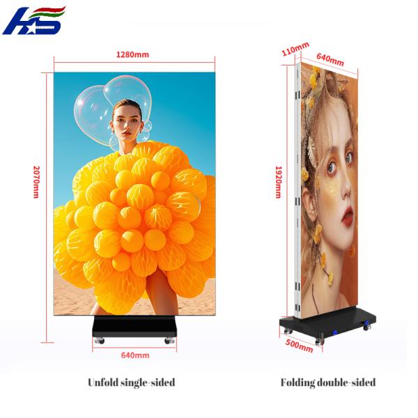 Quality Double Side Led dispaly 3 Foldable Poster LED Display Standing Advertising for sale