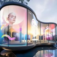 Quality Transparent Led Film Display on Window Flexible Transparent Video Wall for sale