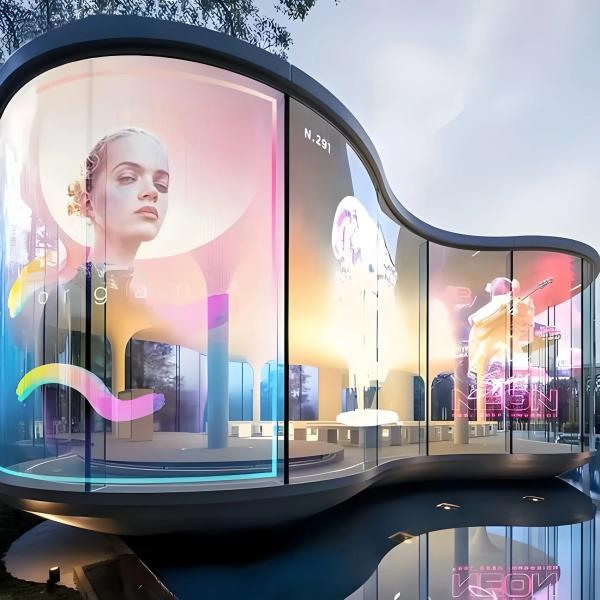 Quality Transparent Led Film Display on Window Flexible Transparent Video Wall for sale