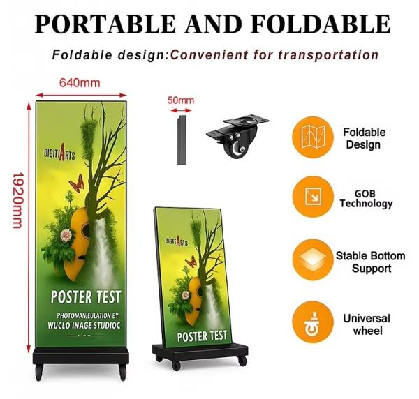 Quality P1.86 Foldable LED poster screen LED Poster Display for sale