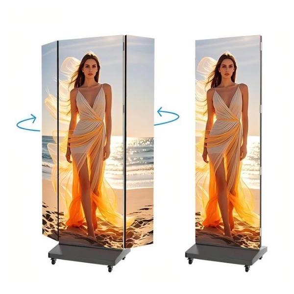 Quality P2.5 Tri Fold Poster Led display Foldable led Screen Double Sided led dispaly for sale
