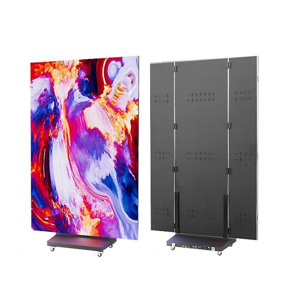 Quality P2.5 Tri Fold Poster Led display Foldable led Screen Double Sided led dispaly for sale