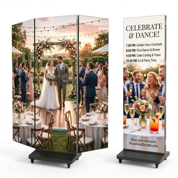 Quality Tri Fold Poster Led display Foldable led Screen Double Sided led dispaly for sale