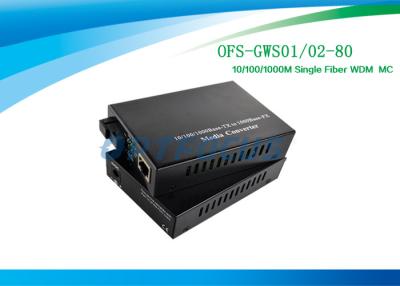 1310nm 1550 の nm 繊維媒体のコンバーターの単一モード SM SC 80 の Km の 10/100/1000Base - 1000 基盤への Tx - FX