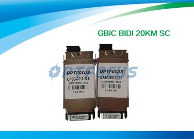 China BI-DI 20KM SC Single Mode Fiber GBIC Transceiver 1310nm TX / 1550nm RX 1.25G for sale