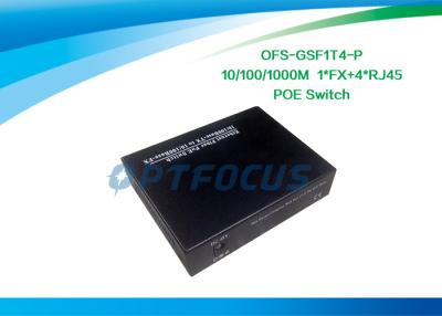China 1310nm Single Mode Fiber 5 Port Gigabit Switch Poe 100M 1FX + 4UTP for sale