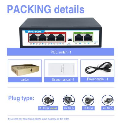 China Puerto del interruptor 4*10/100mbps POE de la red 24v poe de la fábrica del ODM del OEM, puerto del Para arriba-vínculo 2*10/100mbps para el CCTV de la ISP FTTH de NVR en venta