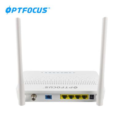 中国 new design 300mbps wifi 4ports CATV lan tel GE pon ONU with fxs wifi 販売のため