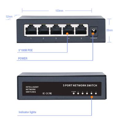 China 4 Portpoe-Schalter 100M Poe Switch 4x10/100mbps POE Hafen 1x10/100mbps HERAUF Verbindungs-Hafen für IP-Kamera zu verkaufen
