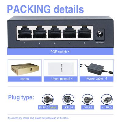 China 4 Portpoe-Schalter 100M Poe Switch 4x10/100mbps POE Hafen 1x10/100mbps HERAUF Verbindungs-Hafen für IP-Kamera zu verkaufen