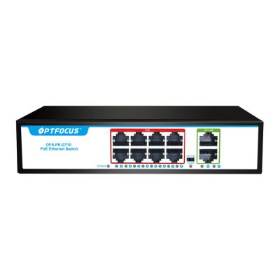 中国 Factory OEM/ODM 10 Ports Optical Fiber Switch 8*1000mbps RJ45 POE Port,UP-Link 2*1000m RJ45 Port 販売のため