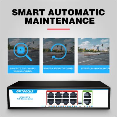 China Factory OEM/ODM 10 Ports Optical Fiber Switch 8*1000mbps RJ45 POE Port,UP-Link 2*1000m RJ45 Port for sale