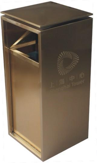 Champagne Gold Coating Hotel Lobby Accessories Ashtrays Bins Stainless Steel Lobby Lift
