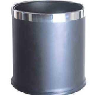 China Dark Grey Hotel Room Dustbin φ225*H270mm Double Layers Leather for sale
