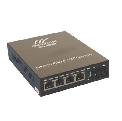 China 10/100M 1 Fiber Ports 4 UTP Ports Optical Media Converter for sale